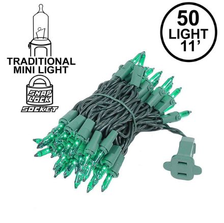 Green Wire 50 Light Christmas Mini Lights - Novelty Lights IncNovelty ...