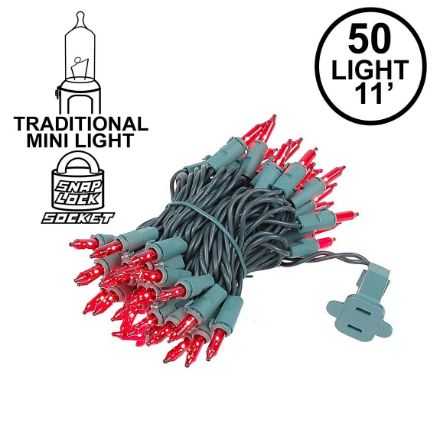 Green Wire 50 Light Christmas Mini Lights - Novelty Lights IncNovelty ...