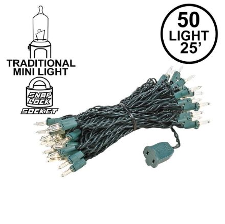 Green Wire 50 Light Christmas Mini Lights - Novelty Lights IncNovelty ...