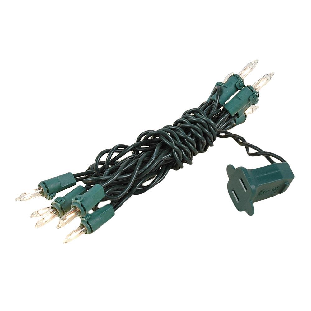 Christmas Mini Light Sets 10 Light Green Wire Clear BulbNovelty Lights ...