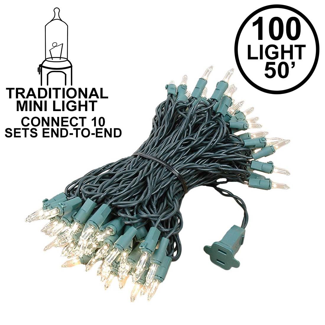 Christmas Mini Light Sets 100 Light Green Wire-Connect 10Novelty Lights ...
