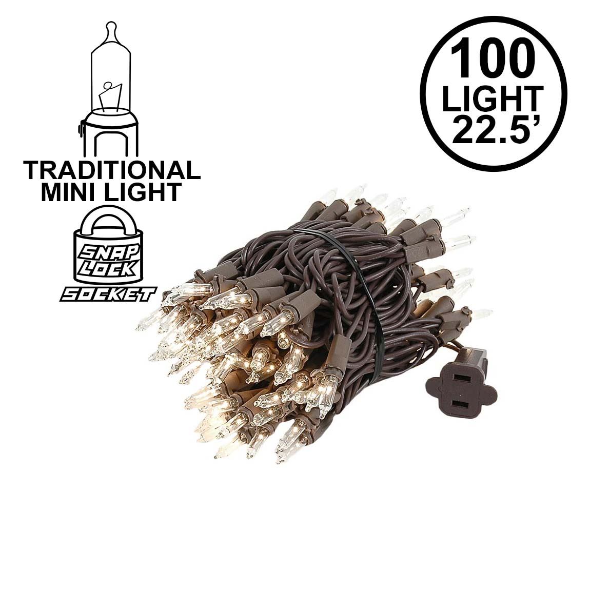 Christmas Mini Lights Sets 100 Light Brown Wire 2.5" Spacing - Novelty ...
