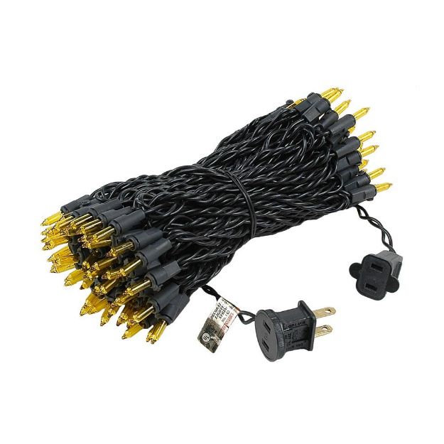 Yellow Christmas Mini Lights Set 100 Light Black Wire 50 Feet - Novelty ...