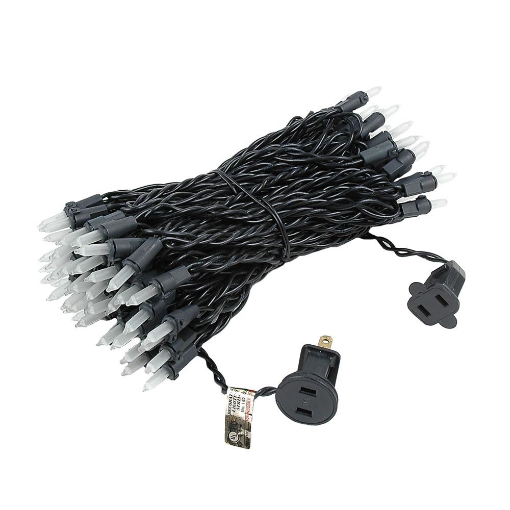 frosted whiteChristmas Mini Lights Set 100 Light Black Wire 50 Feet ...