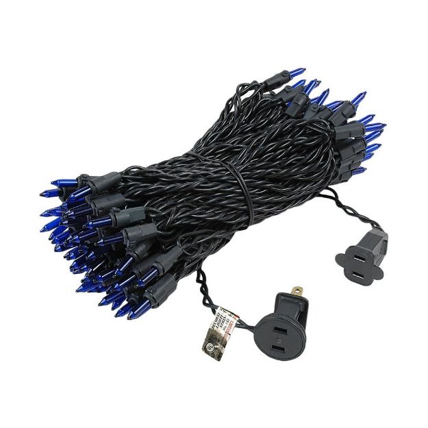 blue Christmas Mini Lights Set 100 Light Black Wire 50 Feet - Novelty ...