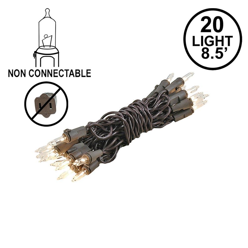 Non Connectable clear Brown Wire Mini Lights 20 Light 8.5'Novelty ...