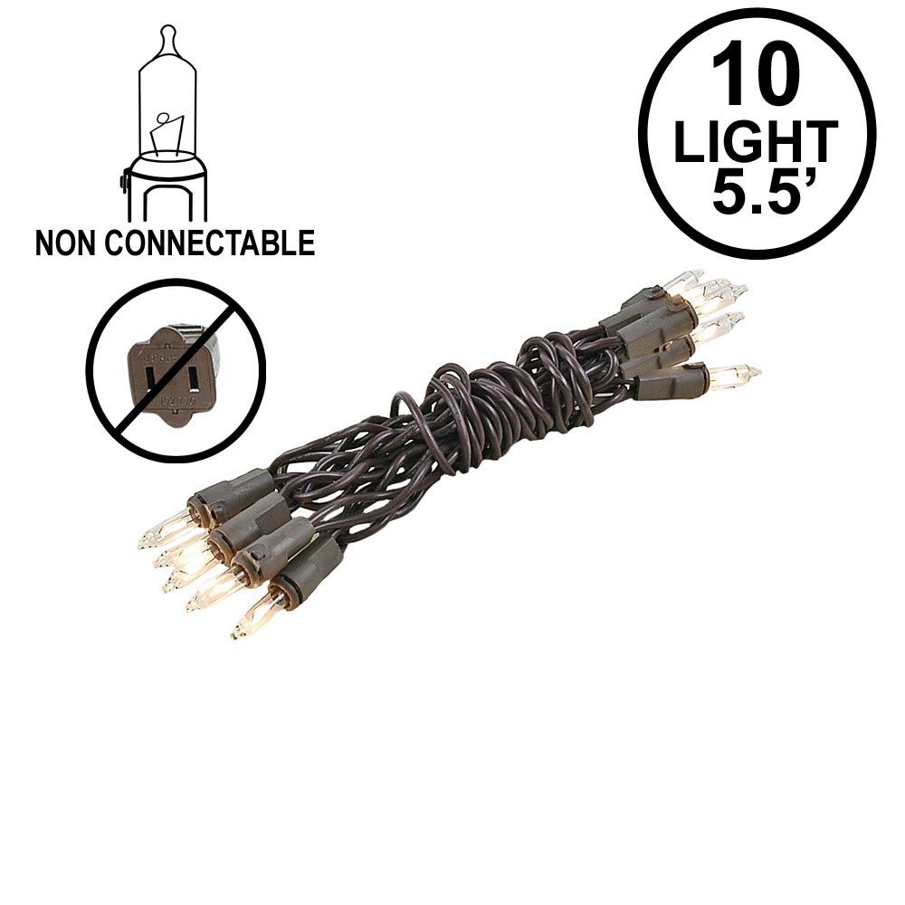 Christmas Mini Light Sets 10 Light brown Wire Clear BulbNovelty Lights ...