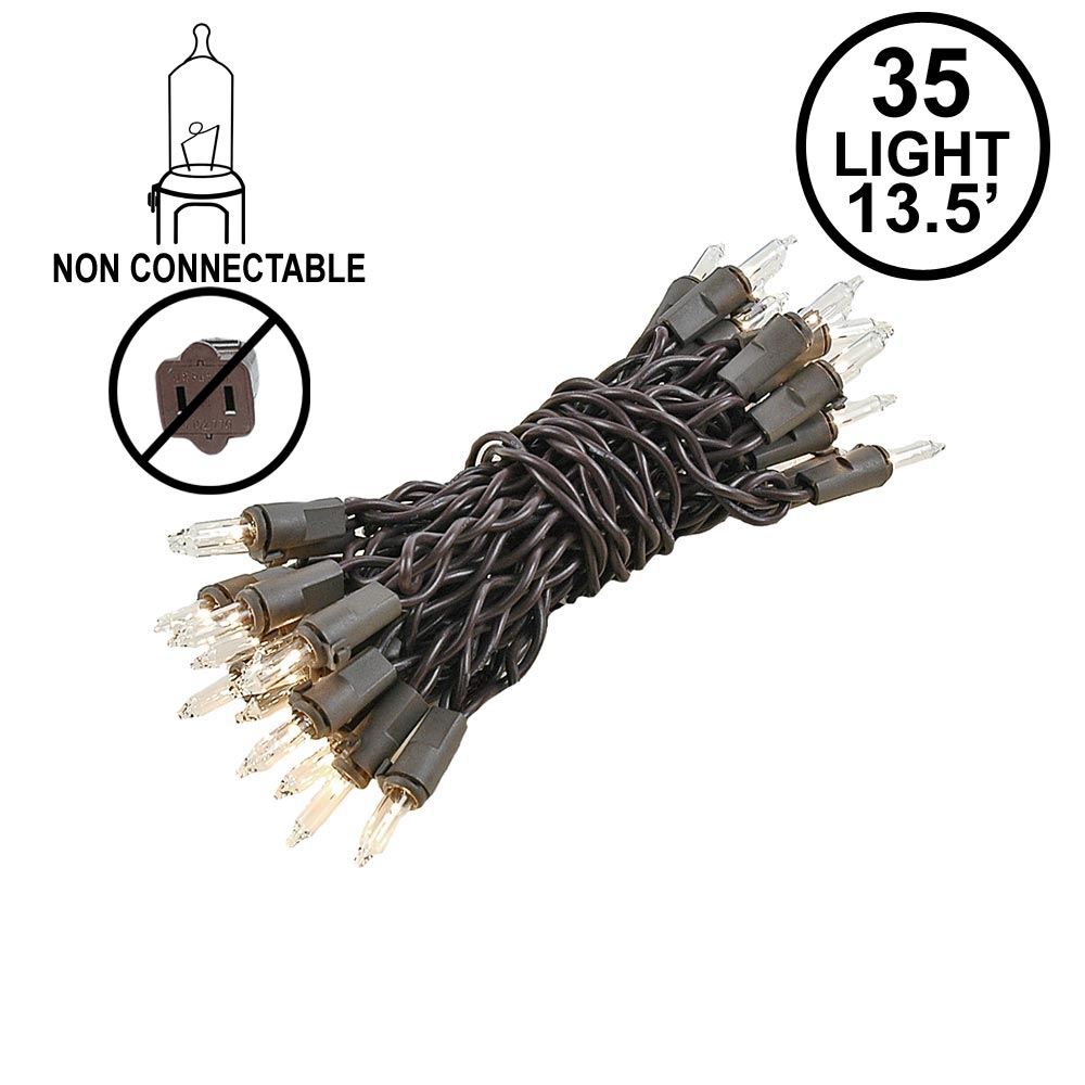 Non Connectable Christmas Mini Light Sets 35 Light Brown Wire Clear ...