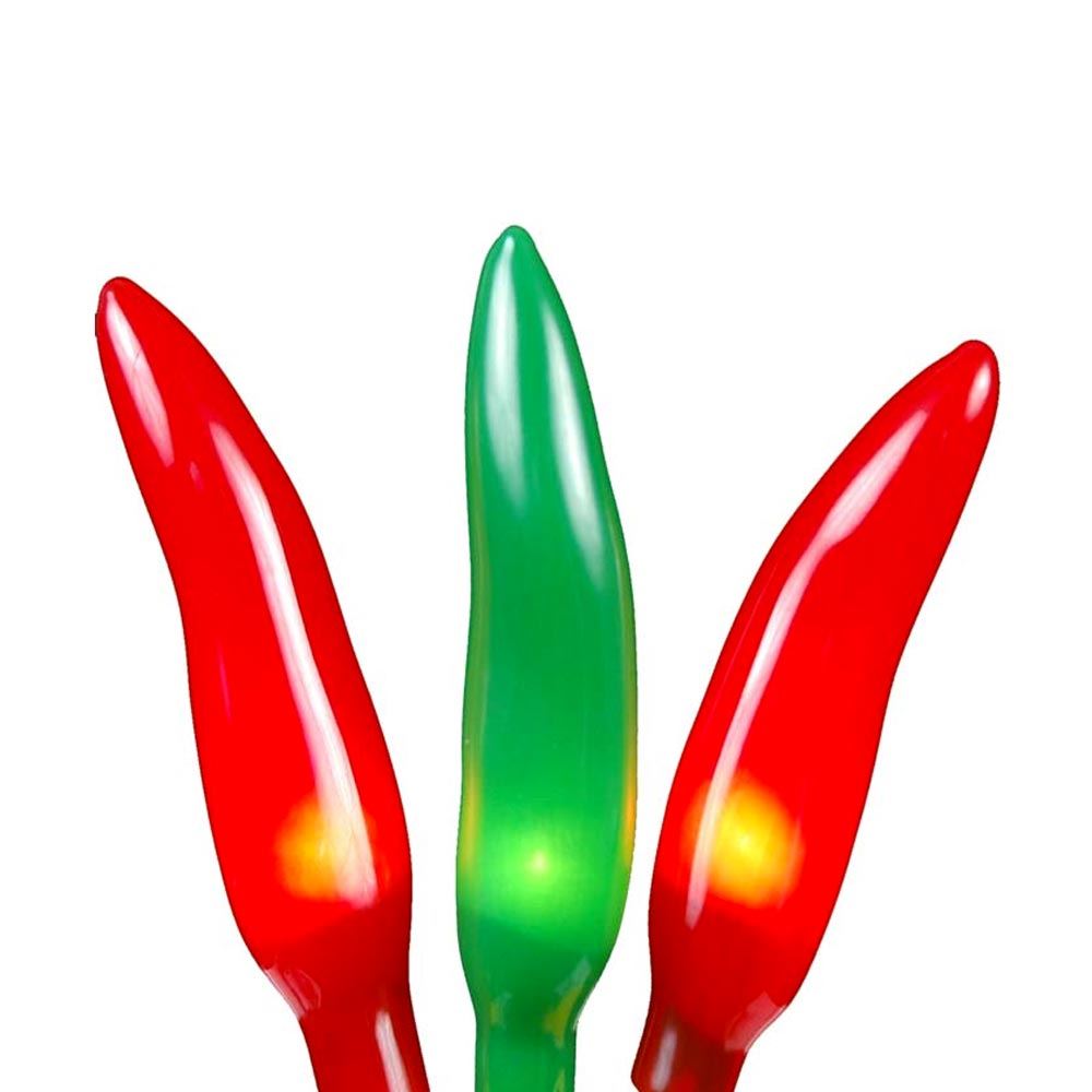 Christmas Red and Green Chili Pepper Light Ristras 16" Cluster set ...