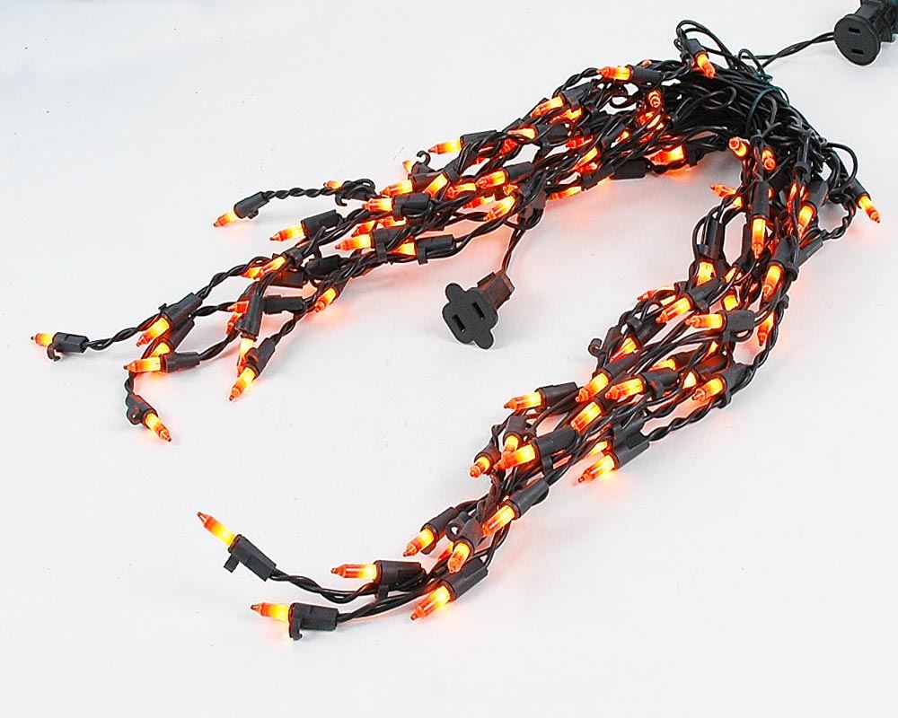 Connect 5 frosted orange black Wire Icicle Lights Medium DropsNovelty ...