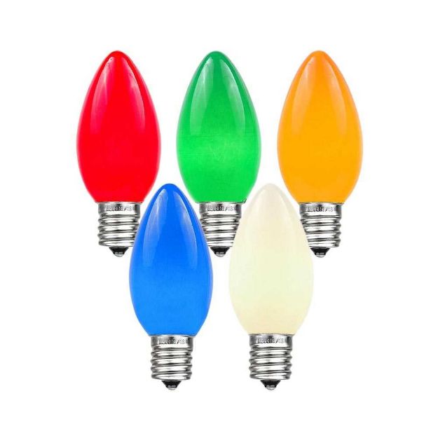 Assorted/Multi Ceramic C7 Outdoor String Light Set on Green Wire ...