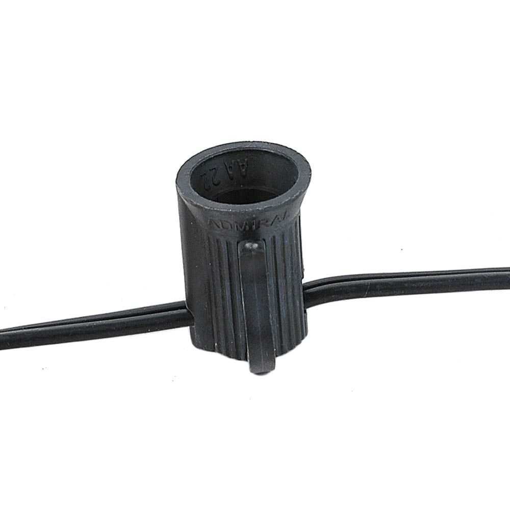 Warm White LED C7 Outdoor String Light Set on Black Wire - Novelty ...