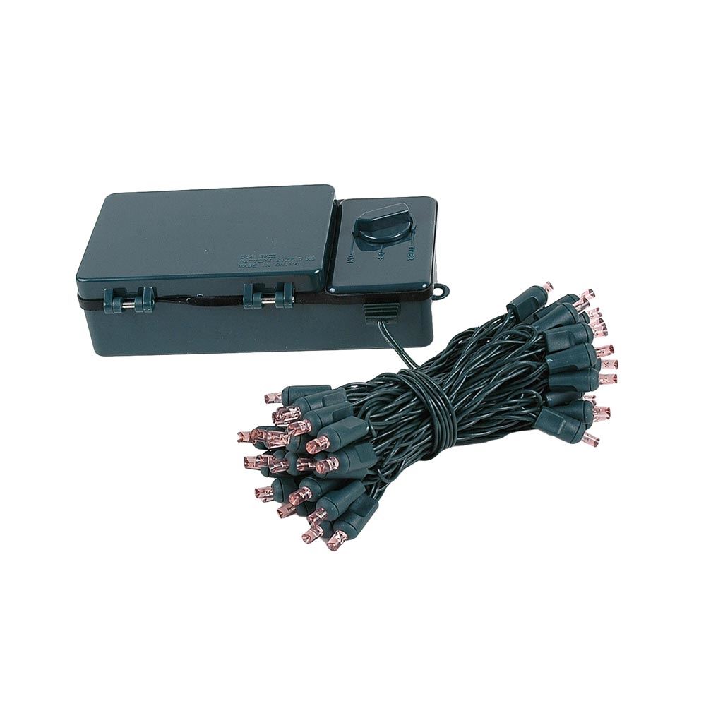 50 LED Battery Operated Christmas Lights Pink on Green Wire - Novelty ...