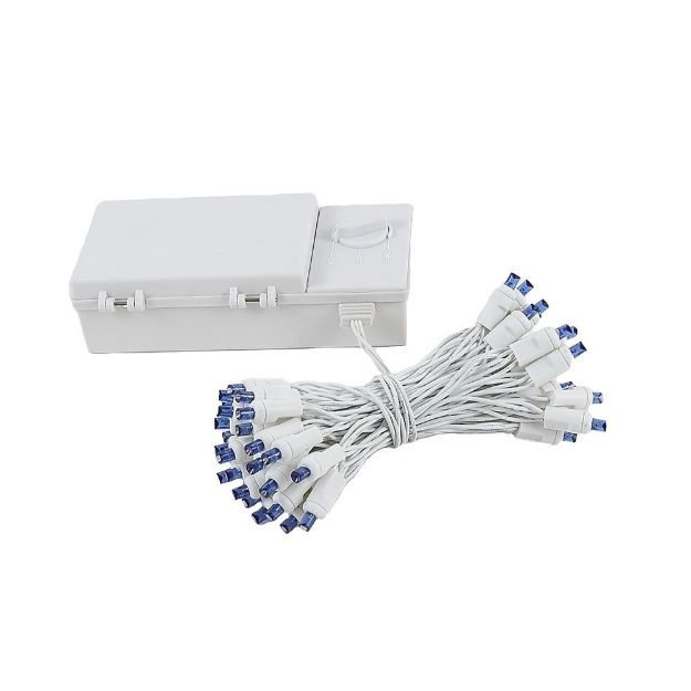 50 LED Battery Operated Christmas Lights Blue on White Wire - Novelty ...