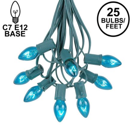 Teal Transparent C7 Christmas Bulbs 25 Pack - Novelty Lights ...