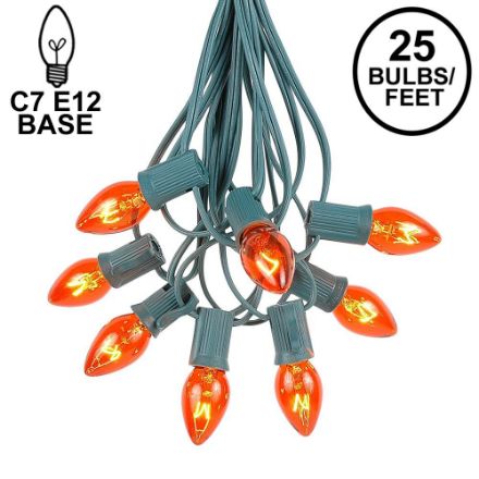 Amber/Orange Transparent C7 Christmas Bulbs 25 Pack - Novelty Lights ...