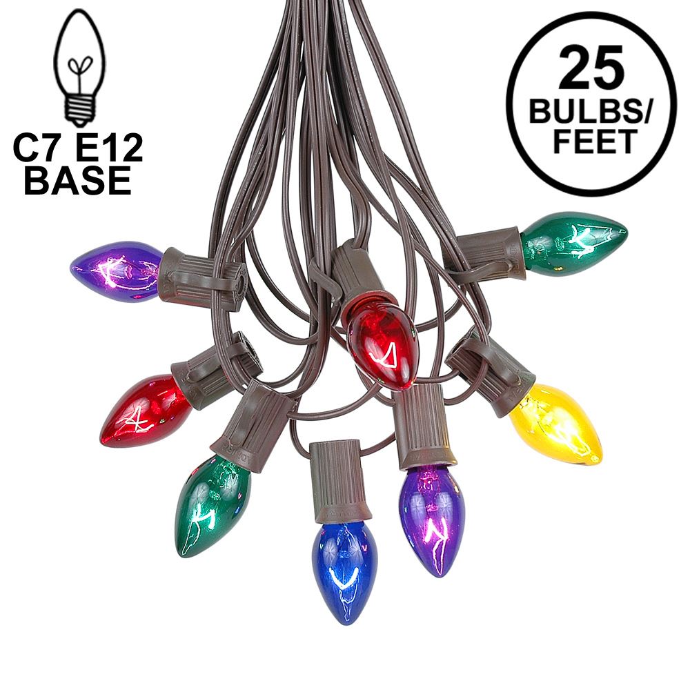 Assorted Transparent C7 Outdoor String Light Set on Brown Wire ...