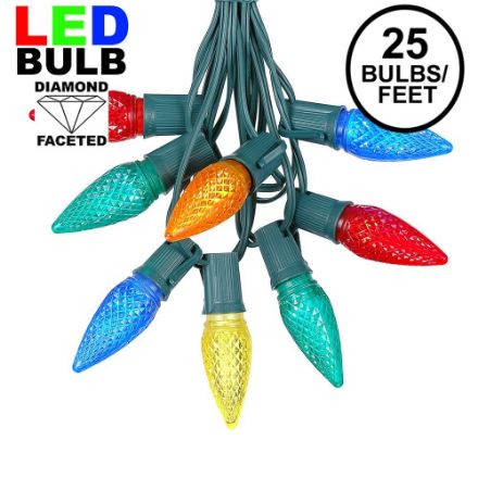 LED Multi Color C9 Replacement Christmas Lights 25 PackNovelty Lights ...
