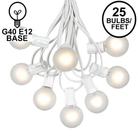 Red G40 Globe/Round Outdoor String Light Set on White Wire - Novelty ...