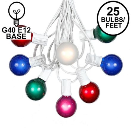 100 Multi Colored G40 Globe/Round Outdoor String Light Set on Green ...