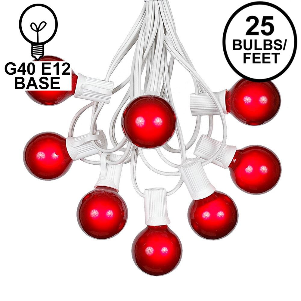 Red G40 Globe/Round Outdoor String Light Set on White Wire - Novelty ...