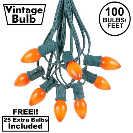 100 Orange G30 Globe/Round Outdoor String Light Set on Black Wire ...