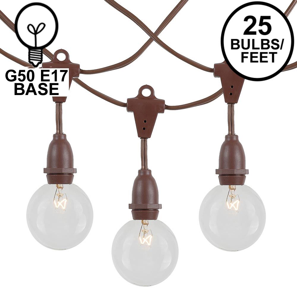 25 Clear G50 Heavy Duty String Light Sets on Black Wire - Novelty ...