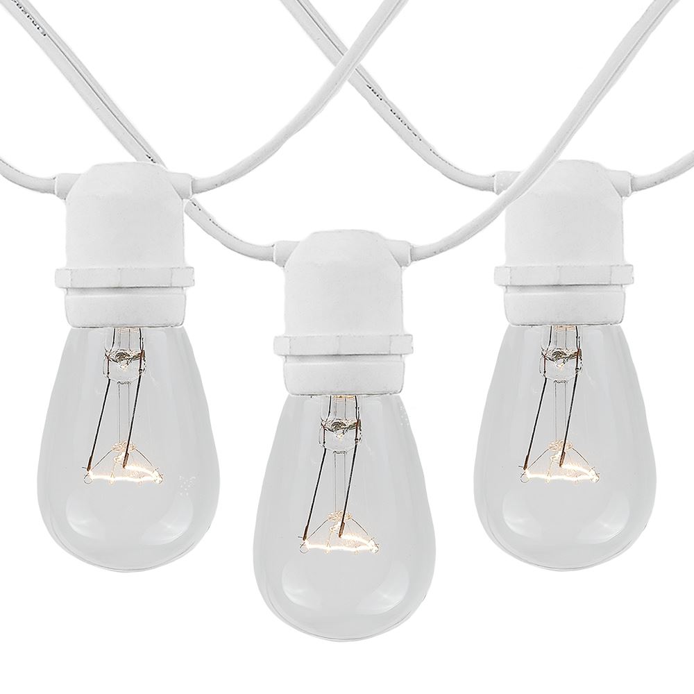 25 Clear S14 Heavy Duty String Light Sets on White Wire - Novelty ...