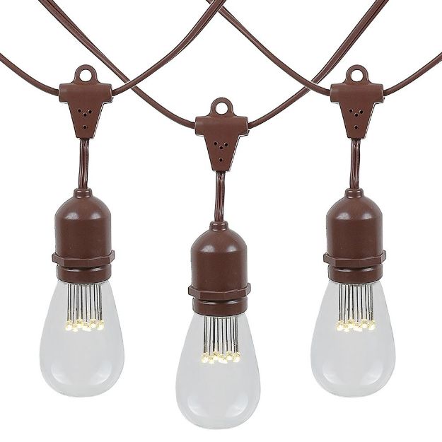 50 Warm White LED S14 Suspended Heavy Duty String Light Sets on Brown ...