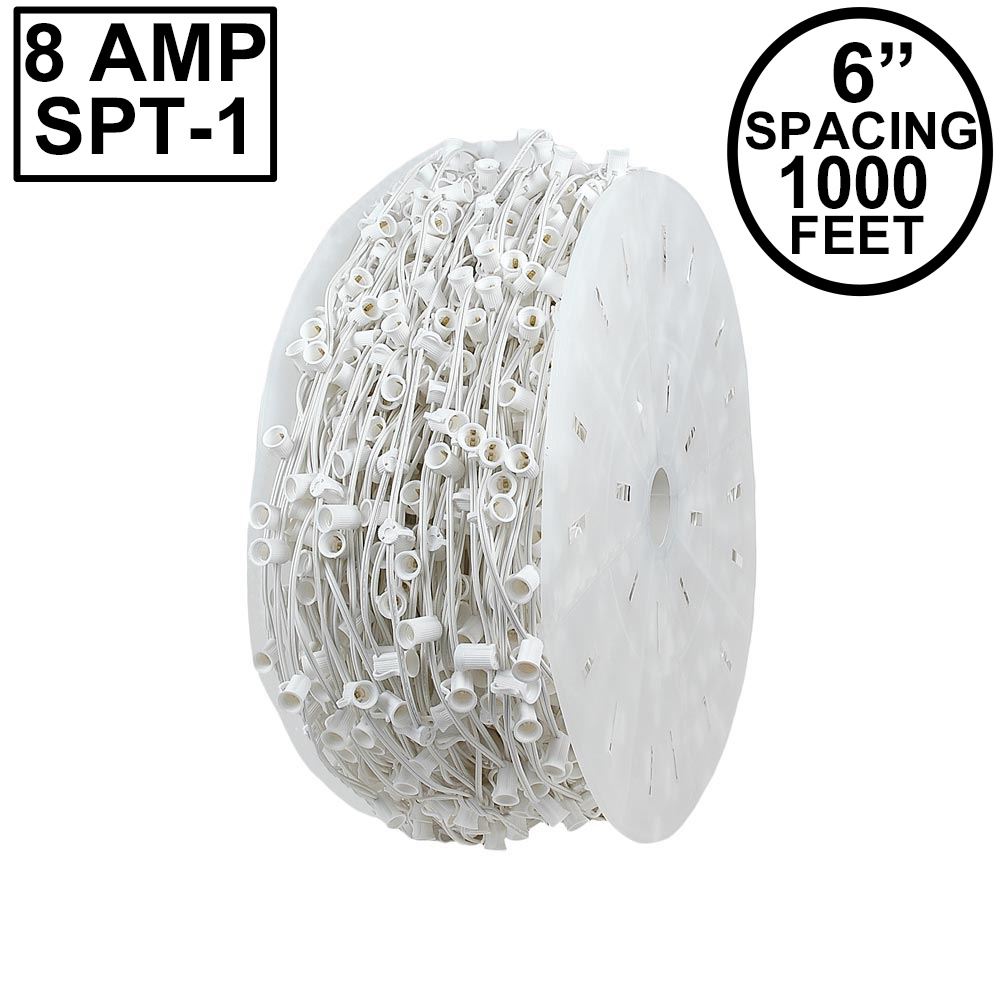 C9 1000 Foot Bulk Spool with 6" Spacing on White WireNovelty Lights ...