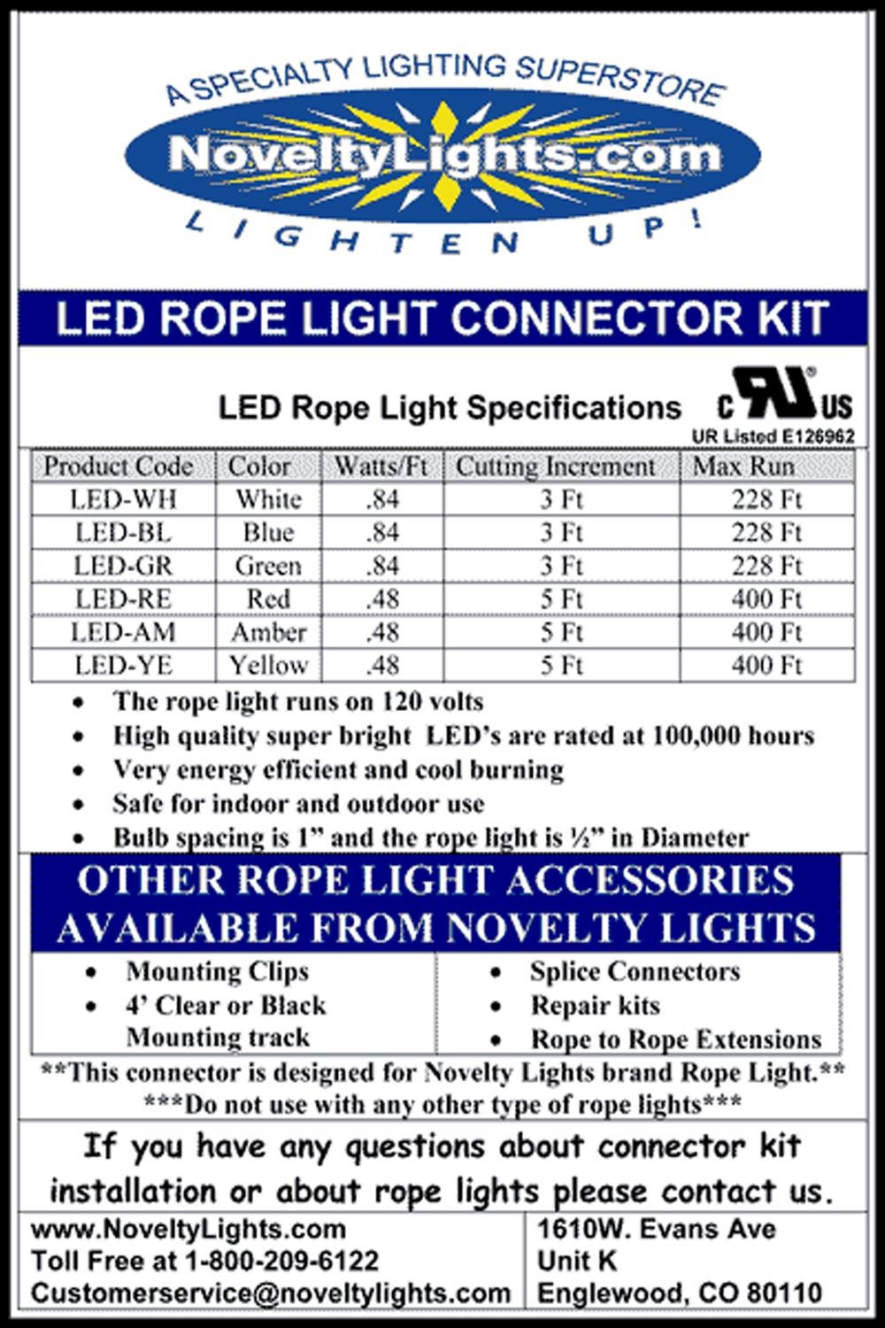 LED Rope Light Connector Kit 6 foot - Novelty LightsNovelty Lights ...