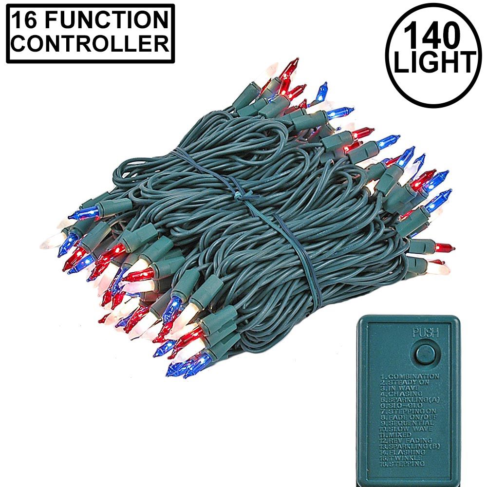 140 Light Chasing Red White and Blue Multi Function Mini Lights ...