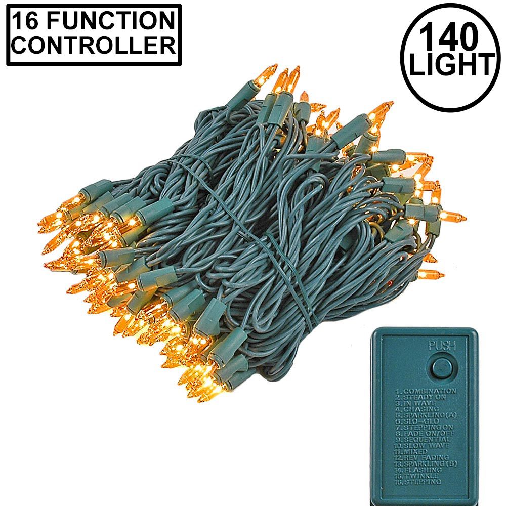 140 Light Chasing Amber Multi Function Mini Lights - Novelty Lights ...