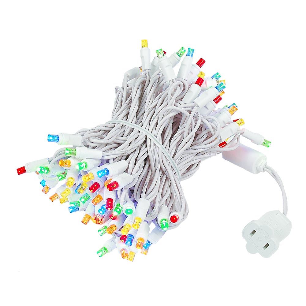 Wide Angle Multi Assorted 100 Bulb LED Christmas Lights Sets on White ...