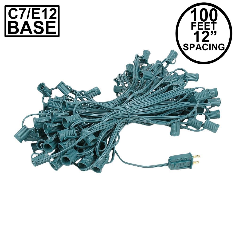 100' Green Wire Christmas Light C7 Strings - Novelty LightsNovelty ...
