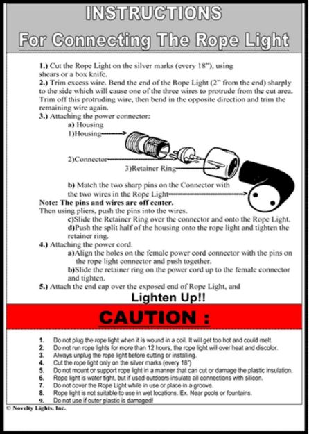 Rope Light Connector Kit 6 foot - Novelty LightsNovelty Lights | LED ...