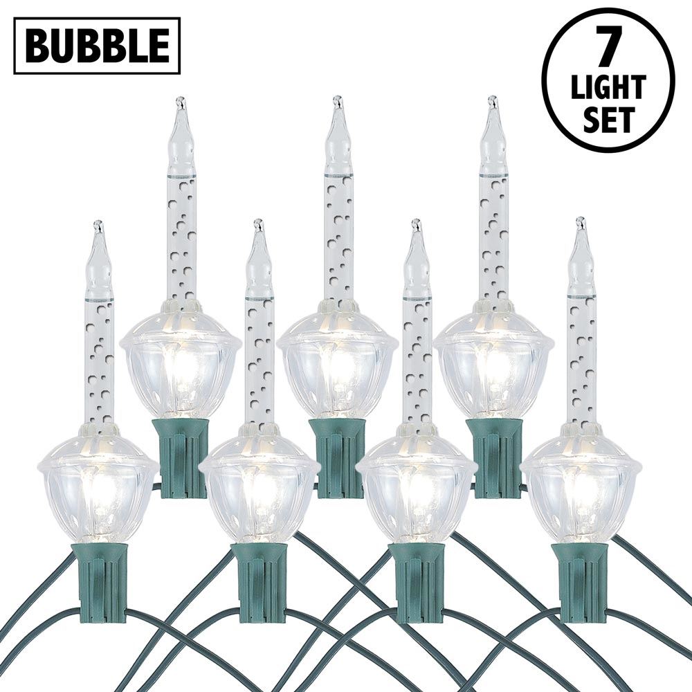7 Light Clear Liquid with Clear Base Traditional Bubble Light Set ...