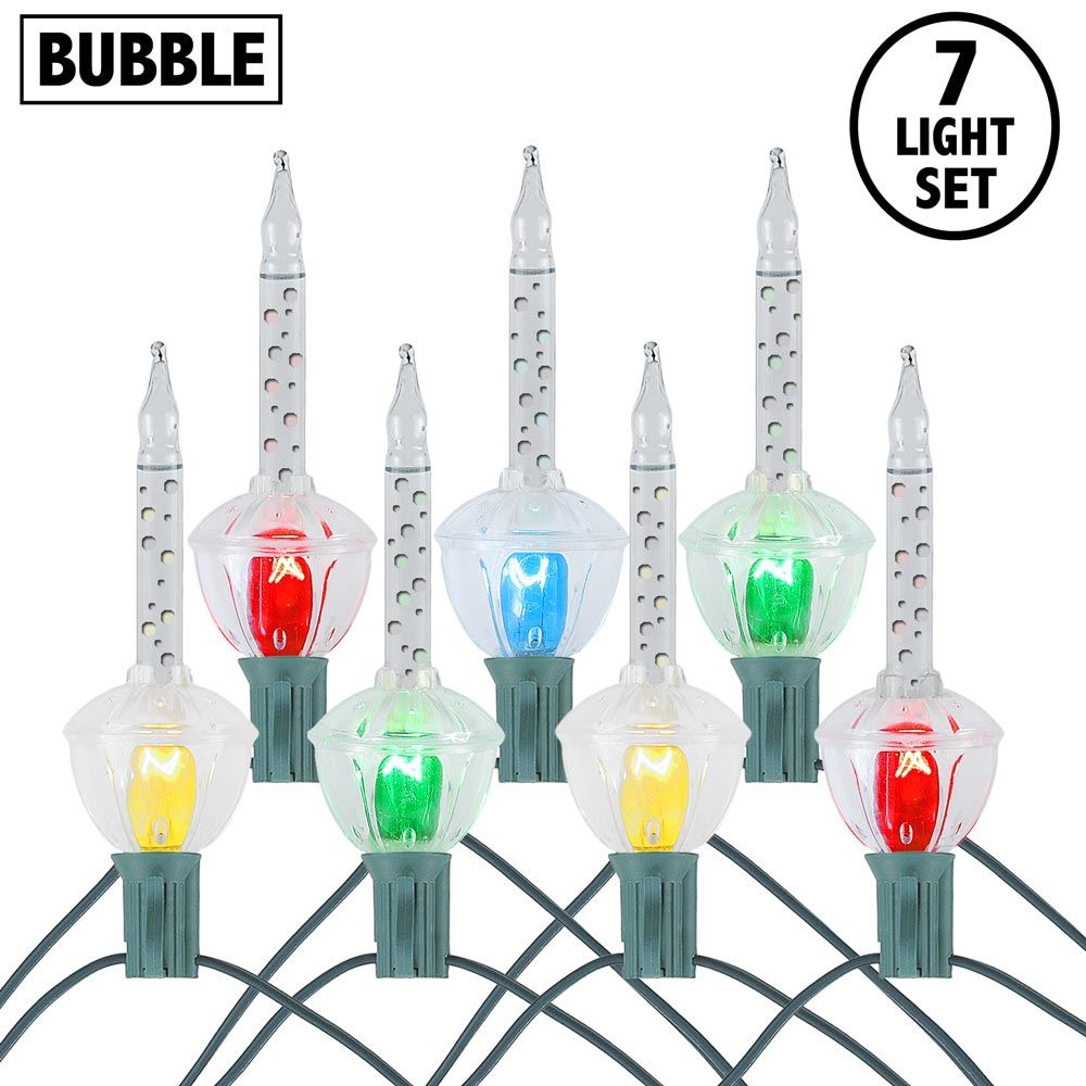 7 Light Clear Liquid with Clear Base Traditional Bubble Light Set ...