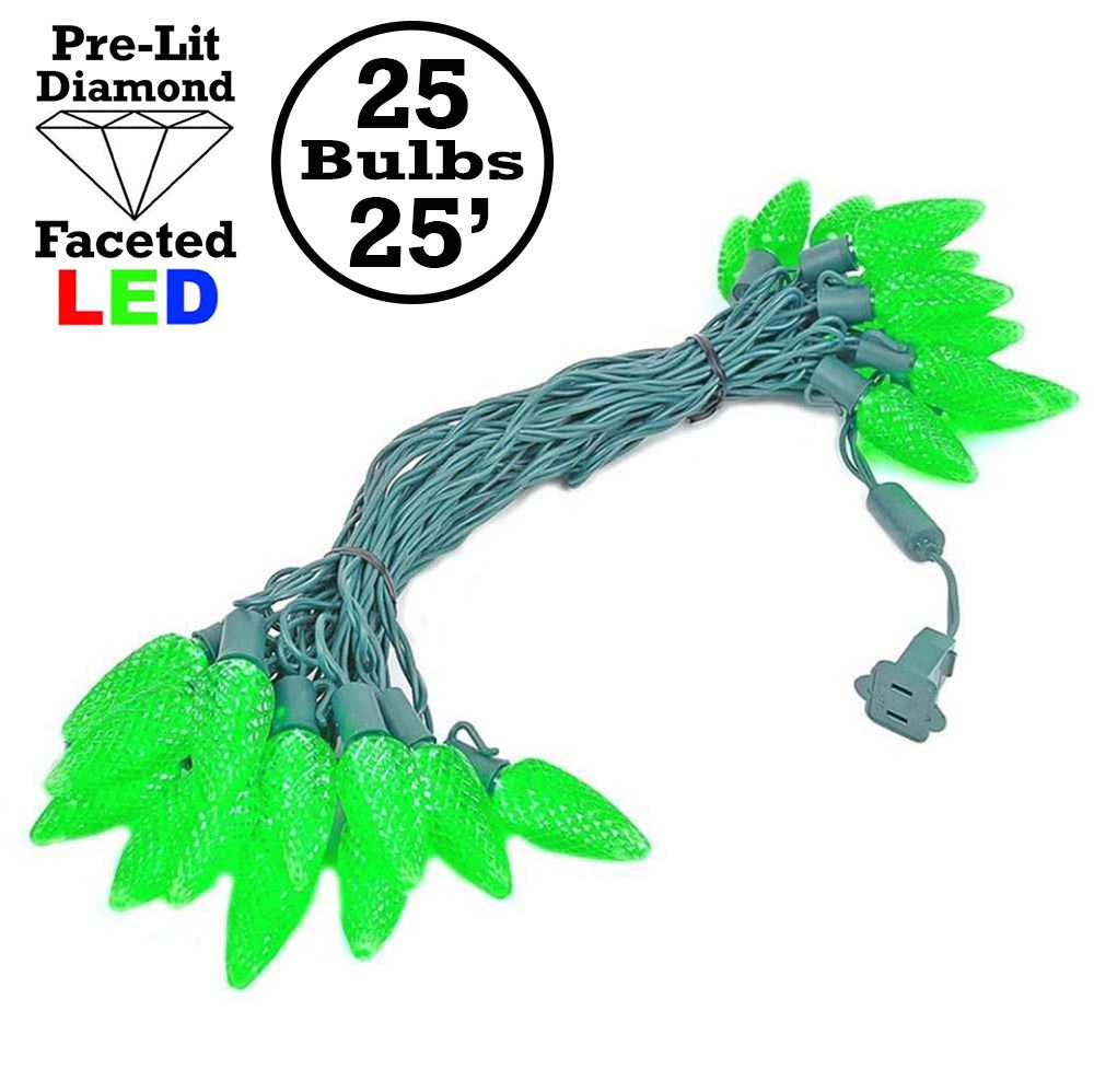Commerical Grade LED C9 Light Sets with Green Bulbs - Novelty Lights ...