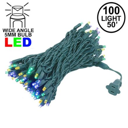 100 Light Concave 5mm Wide Angle LED Mini Christmas Lights - Novelty ...