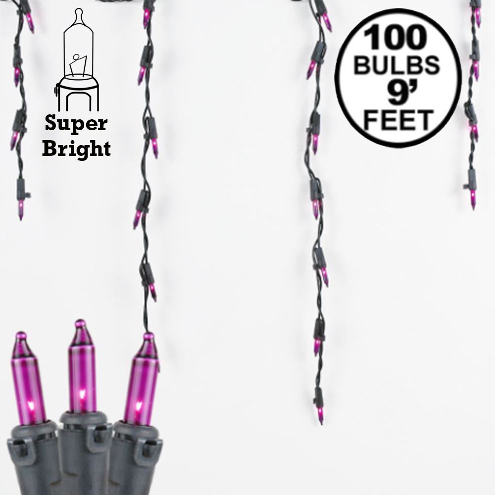 Connect 5 purple black Wire Icicle Lights Medium DropsNovelty Lights ...