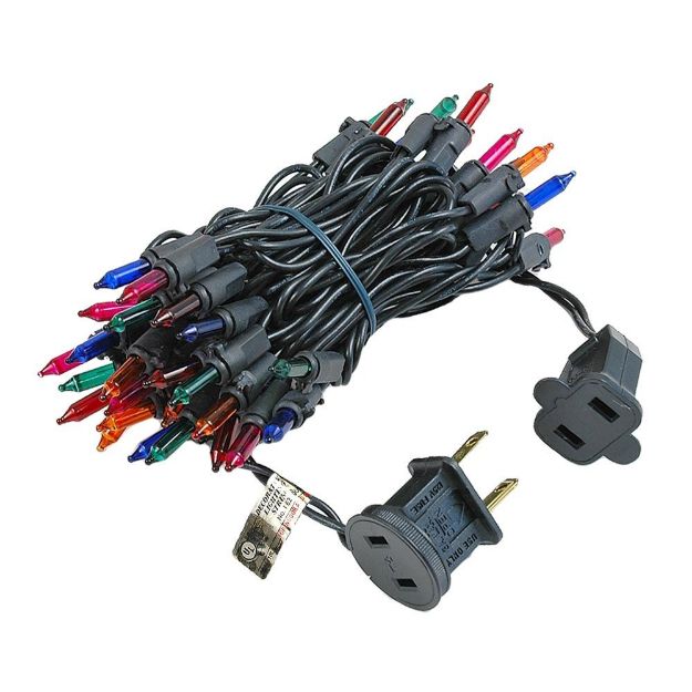 Multi Colored Christmas Mini Lights Set 50 Light Black Wire 11 Feet ...