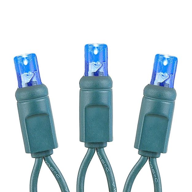 50 LED Battery Operated Christmas Lights Blue on Green Wire - Novelty ...