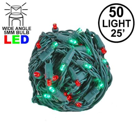 50 Light Concave 5mm Wide Angle LED Mini Christmas Lights - Novelty ...