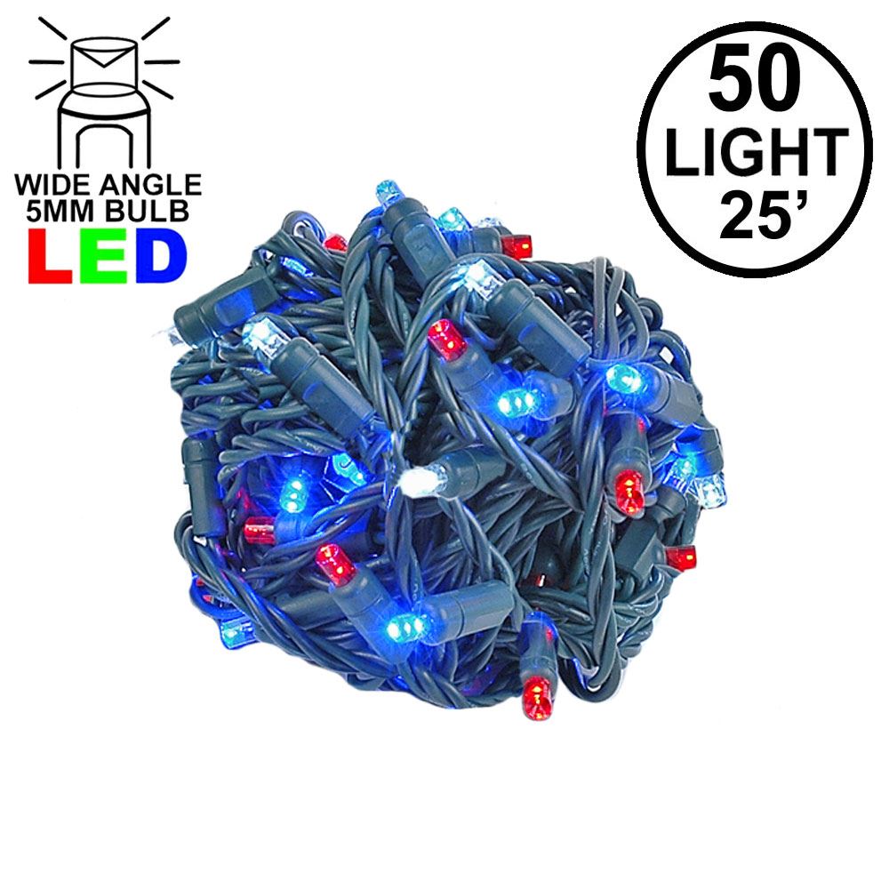 Wide Angle Red/White/Blue 50 Bulb LED Christmas Lights SetsNovelty ...