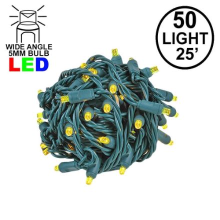 Wide Angle Yellow 50 Bulb LED Christmas Lights Sets 11 Feet Long ...