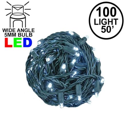 100 Light Concave 5mm Wide Angle LED Mini Christmas Lights - Novelty ...