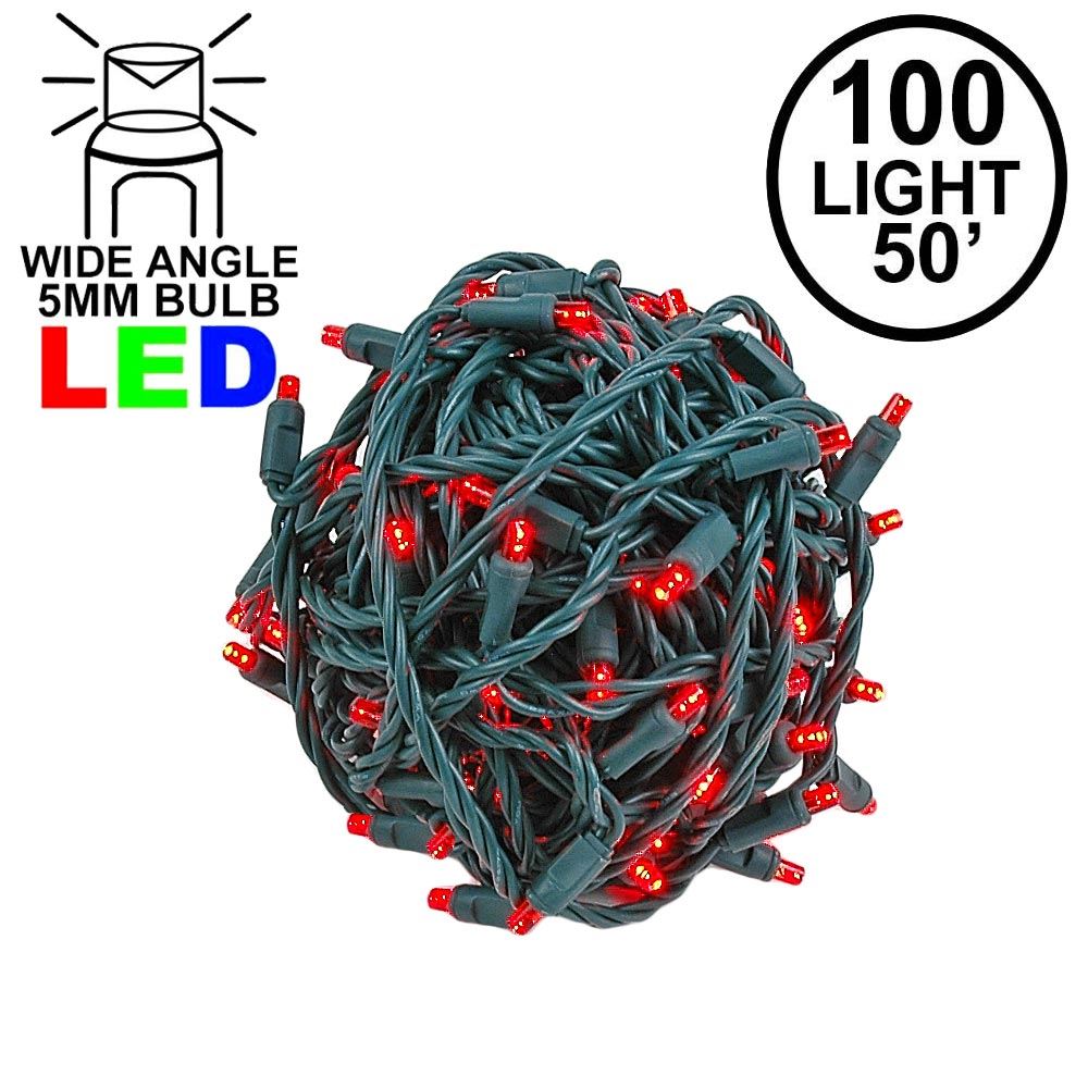 Wide Angle Red 100 Bulb LED Christmas Lights Sets 6" SpacingNovelty ...