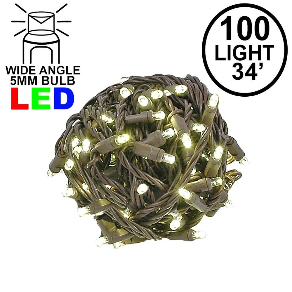 Brown Wire Wide Angle Warm White 100 Bulb LED Christmas Lights ...