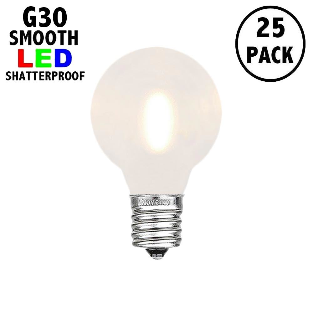 Frosted Warm White LED G30 plastic Globe Light Bulbs - Novelty Lights ...